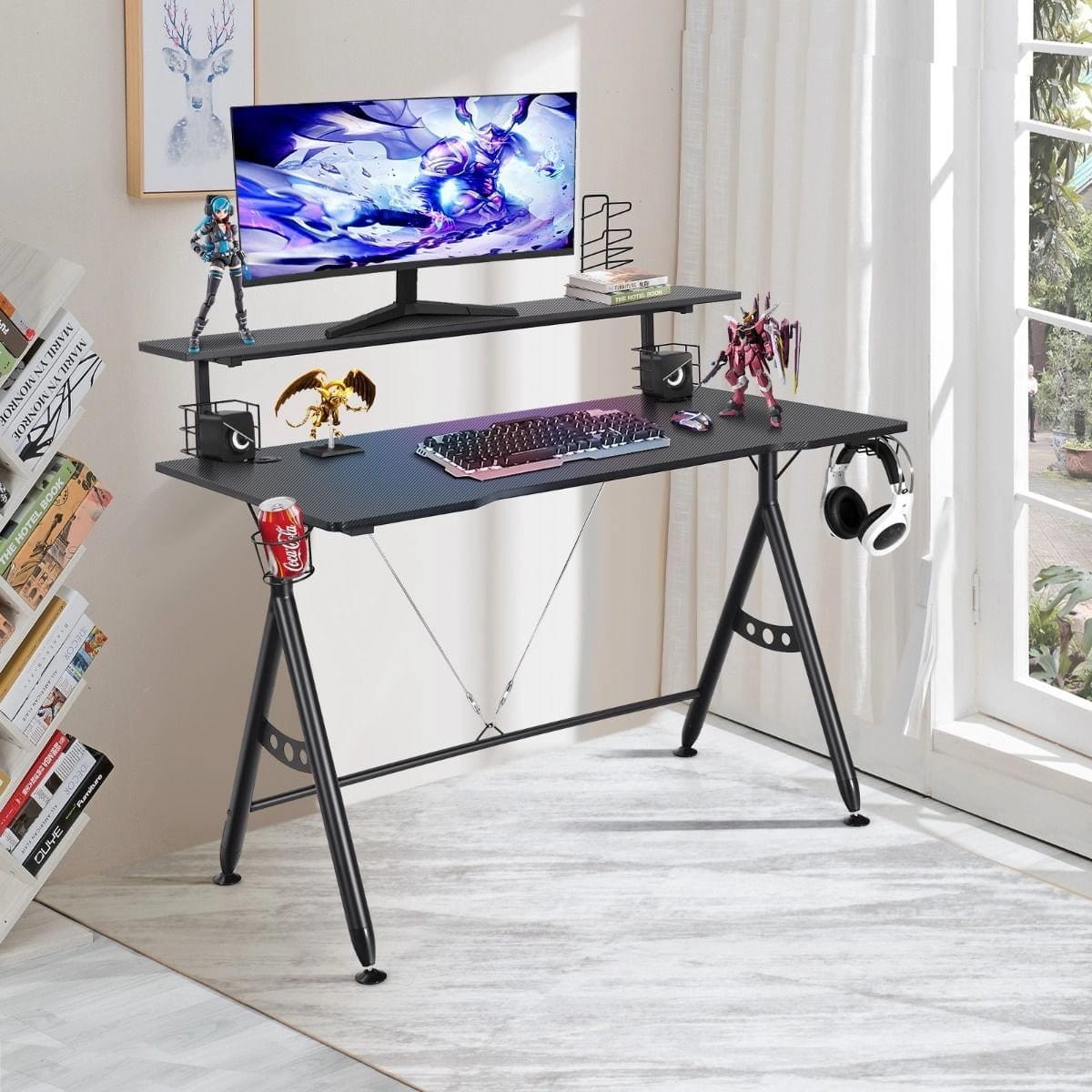 Biurko gamingowe z półką na monitor