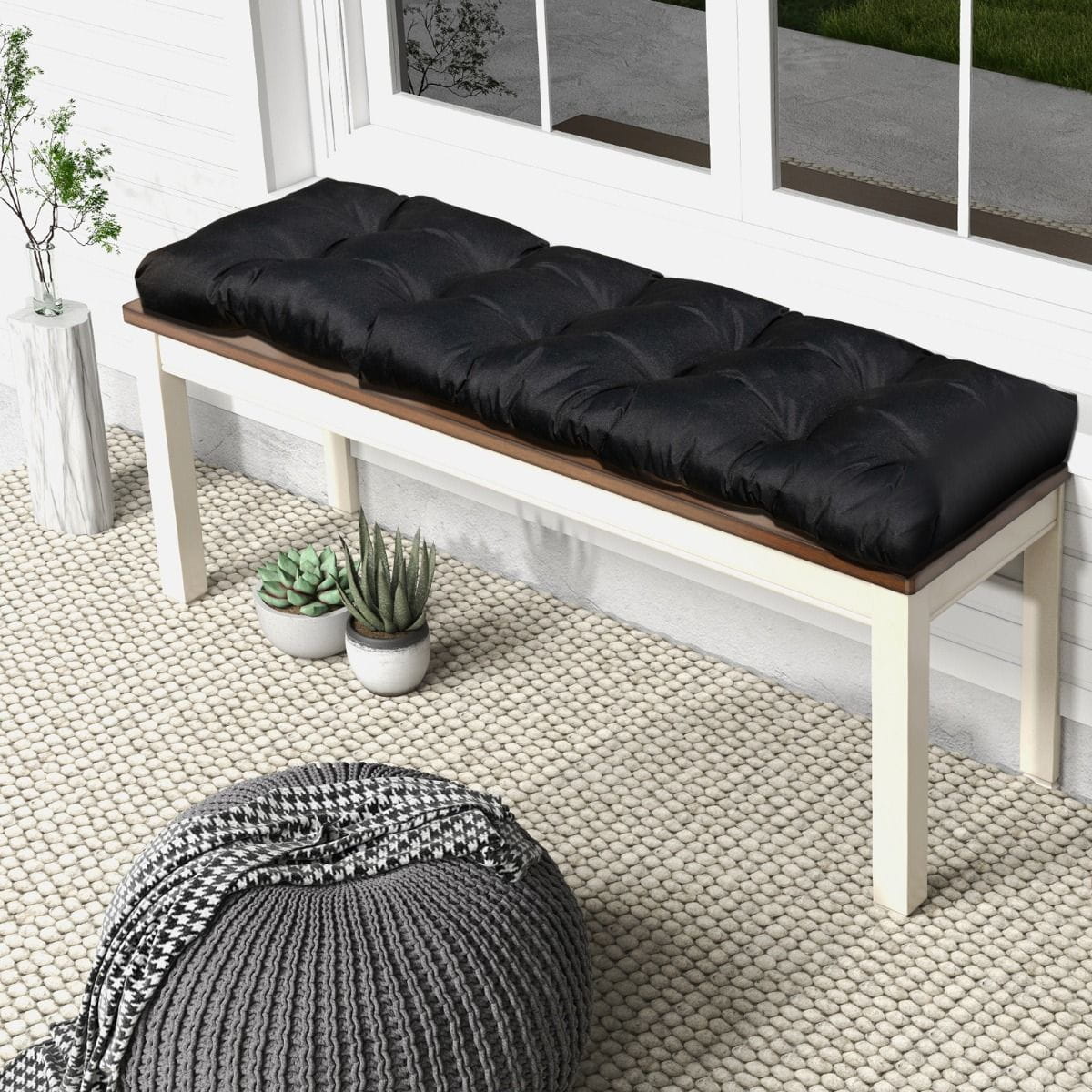 Poduszka na ławkę czarna 132 x 49 x 15 cm - Tanio w Costway.pl